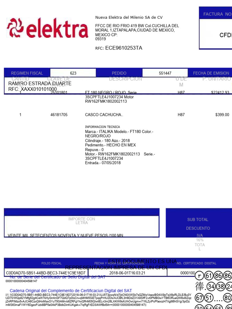 Factura Elektra | PDF