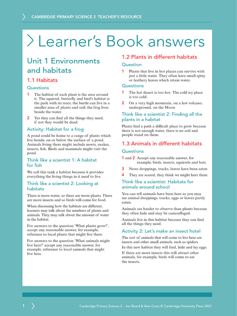 Primary Science 2 Learner Book Answers | PDF | Habitat | Plants