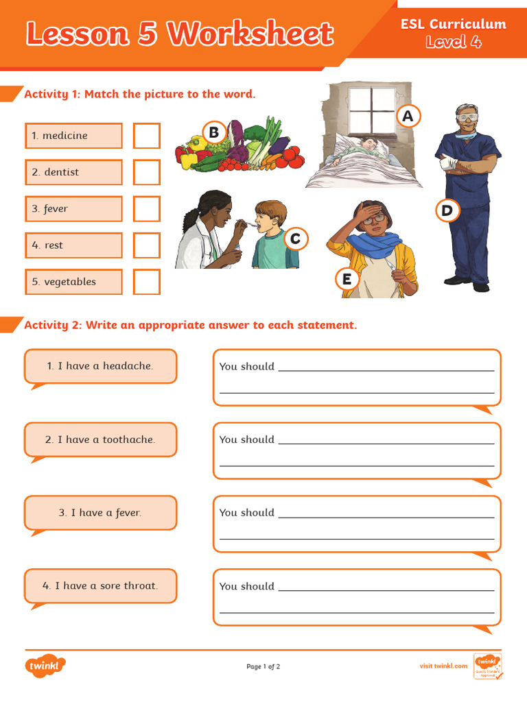 T 1685954044 Esl Curriculum Level 4 Lesson 5 Worksheet - Ver - 2 | PDF