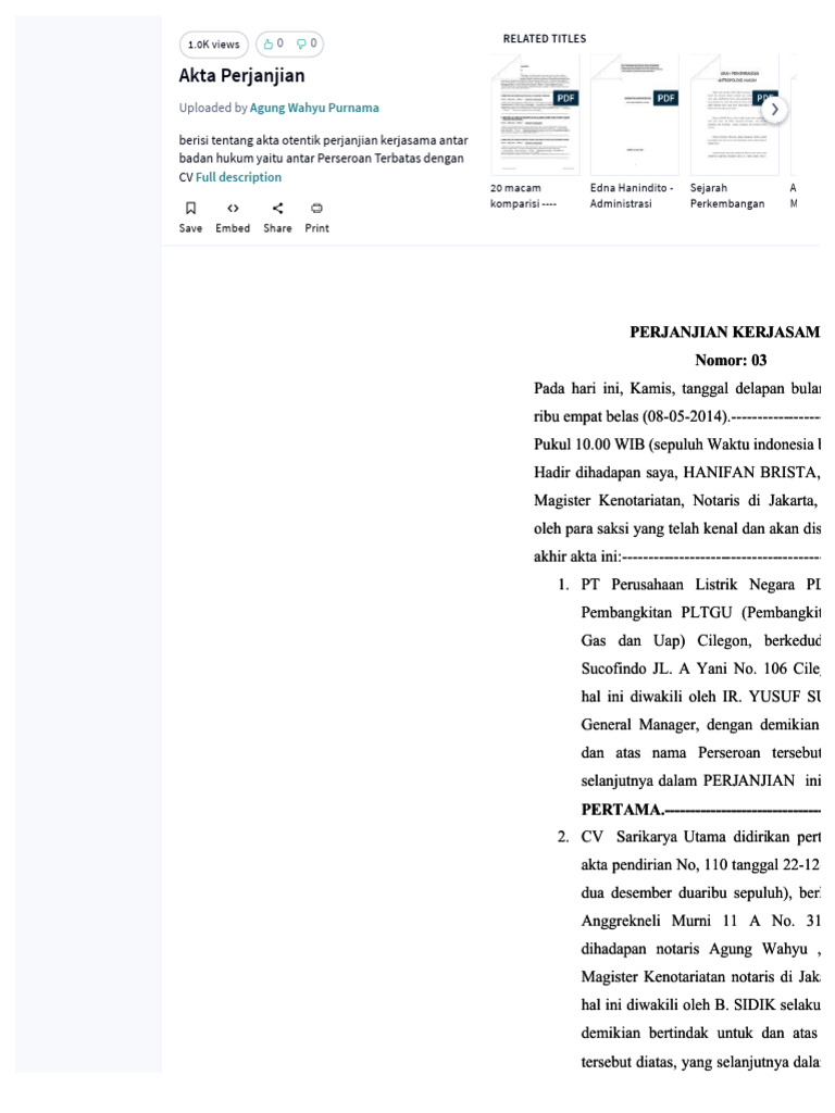 PDF Akta Perjanjian Compress | PDF