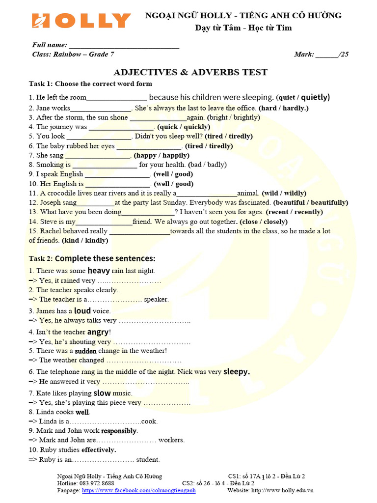 Adj and adv test | PDF | Linguistic Typology | Syntax