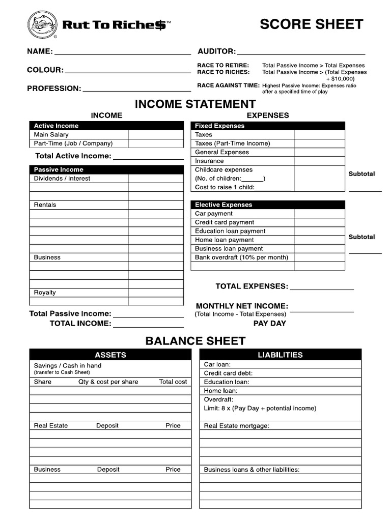 R2R Score Sheet | PDF