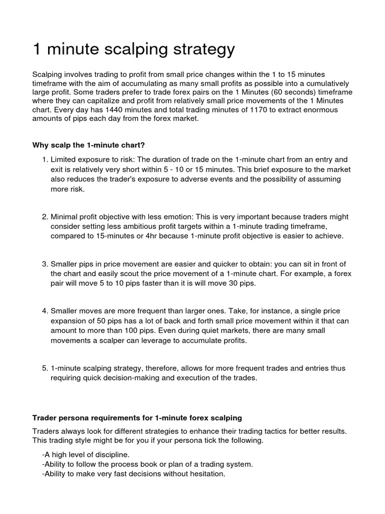 1 Minute Scalping Strategy Pdf Order Exchange Moving Average