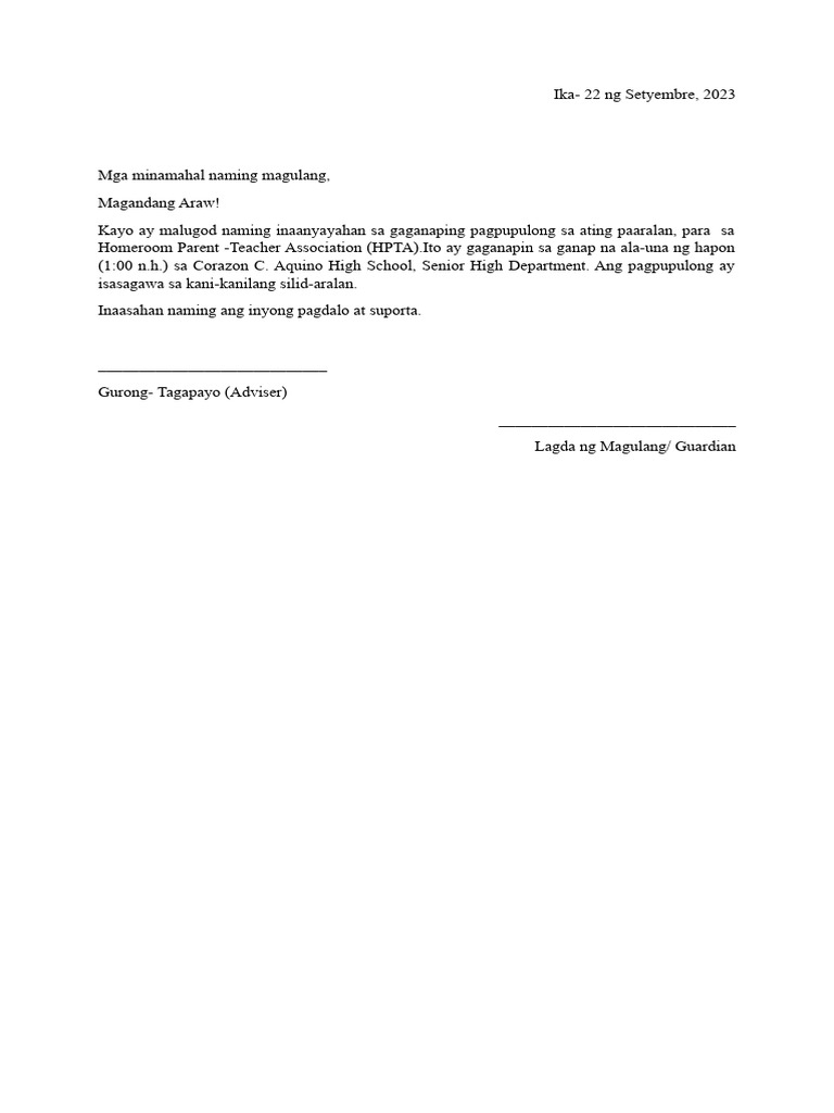 HPTA Letter | PDF