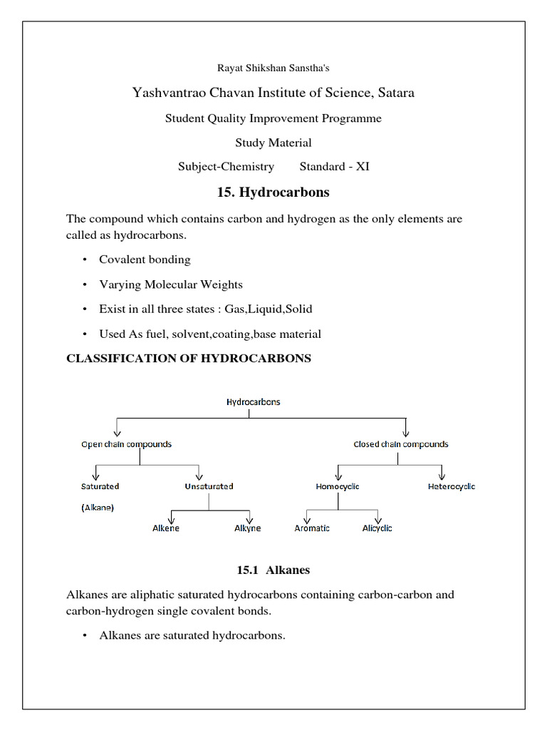 15.hydrocarbons Final | PDF | Alkene | Alkane