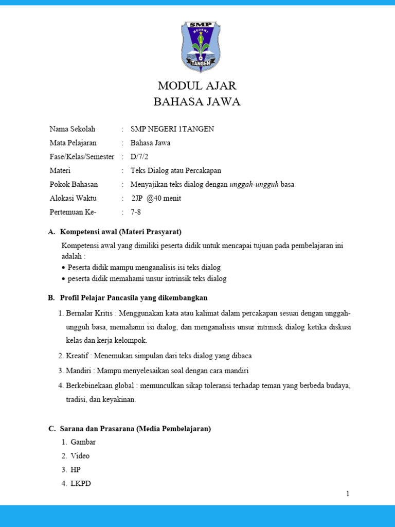 Modul Ajar 4 Dialog SMT Gnap | PDF