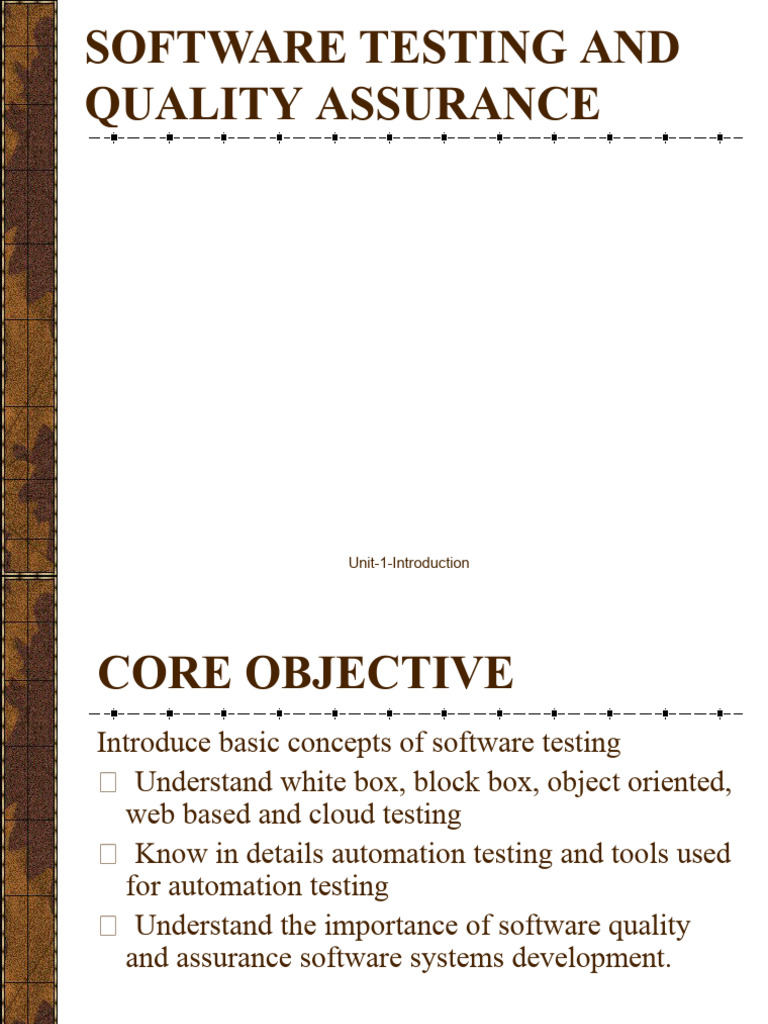 STQA Unit 1 | PDF | Software Testing | Software Quality