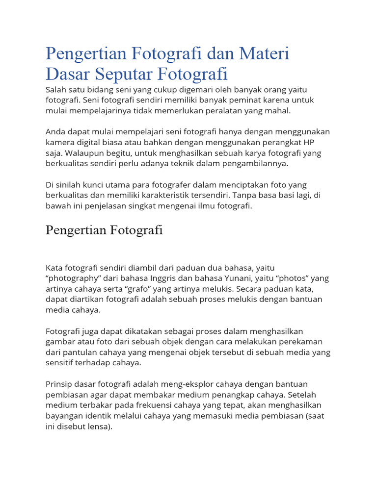 Materi Fotografi | PDF