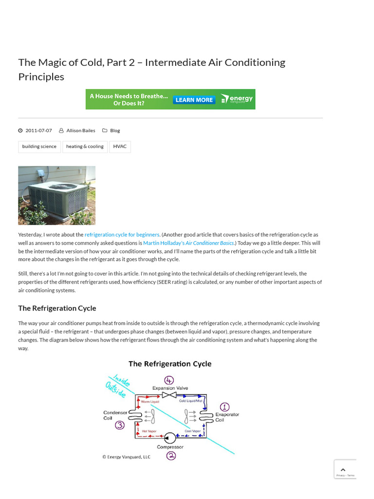 The Magic of Cold, Part 2 - Intermediate Air Conditioning Principles ...