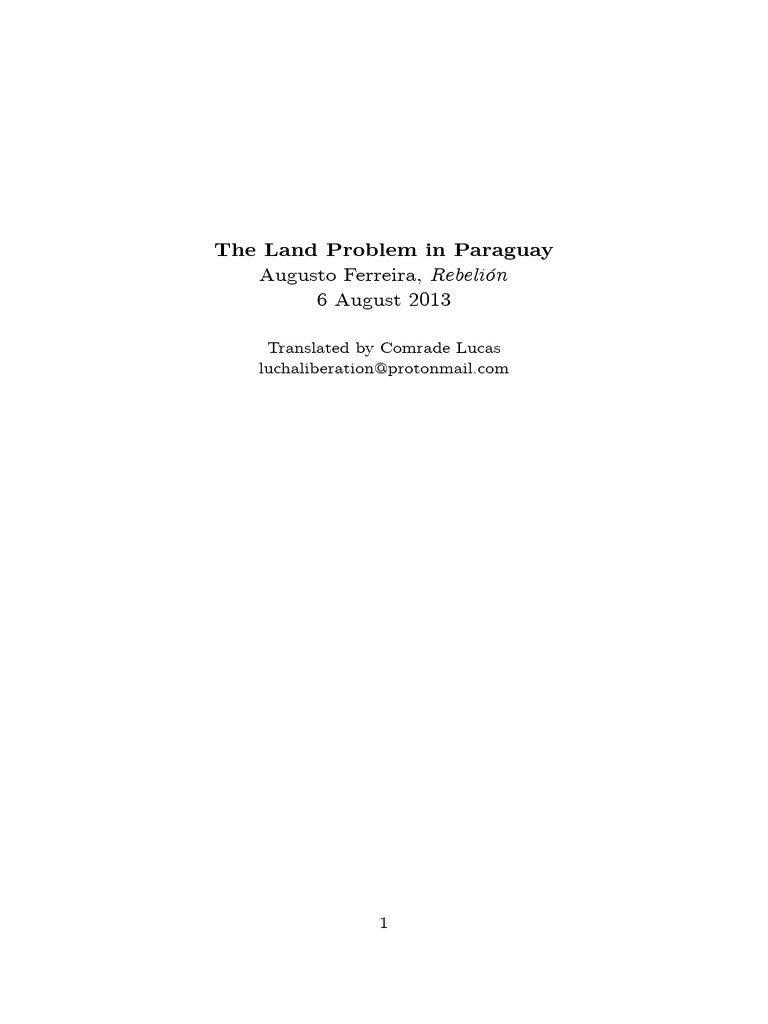 The Land Problem in Paraguay | PDF