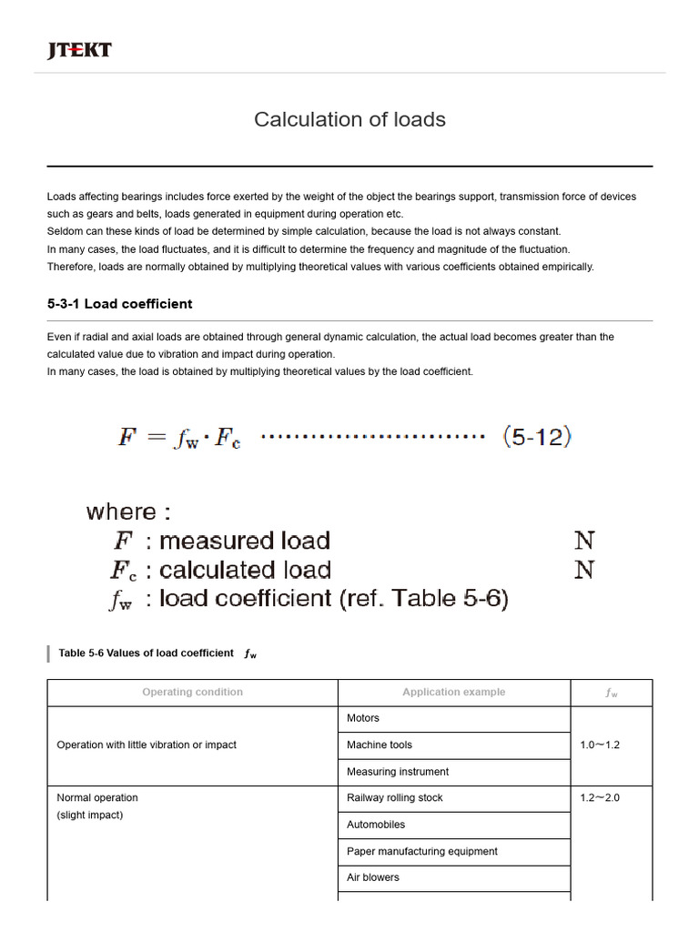 Calculation of Loads - Basic Bearing Knowledge | PDF | Gear | Belt ...