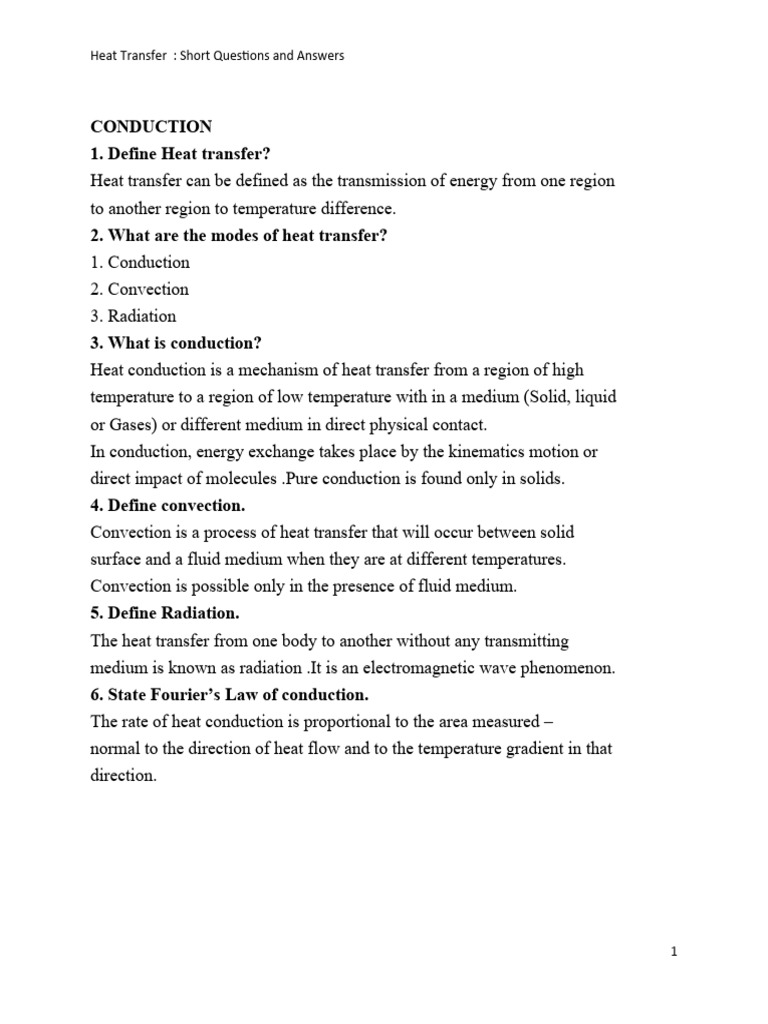HT Question & Answer | PDF | Heat Transfer | Thermal Conduction