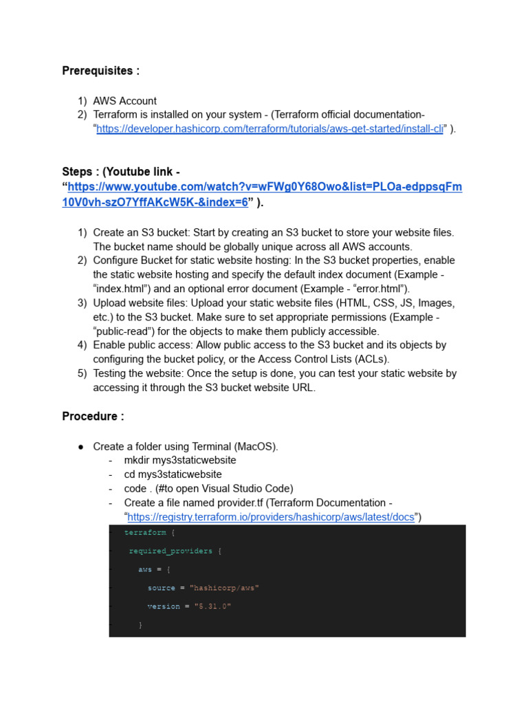 Create An S3 Bucket And Setup Static Website Hosting Using Terraform 3803