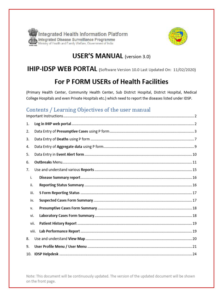 IHIP P Form User Manual | PDF
