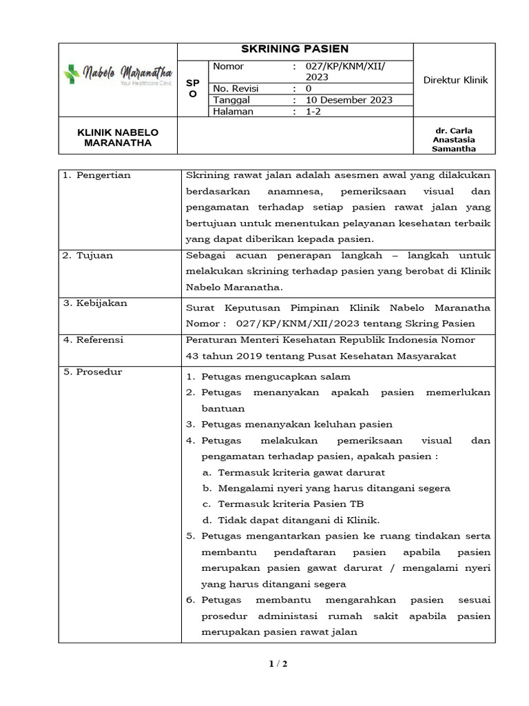 Ep 3. Spo Skrining Pasien | PDF