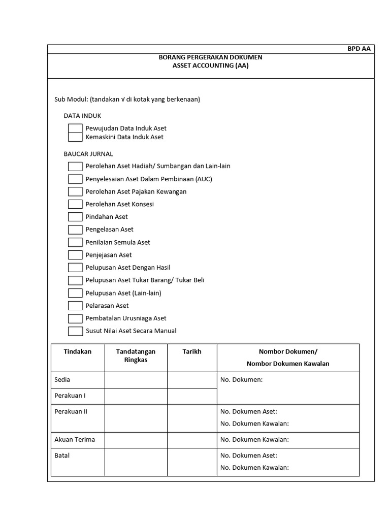 BPD AA Borang Pergerakan Dokumen Telah Pinda 22.3.2016 | PDF