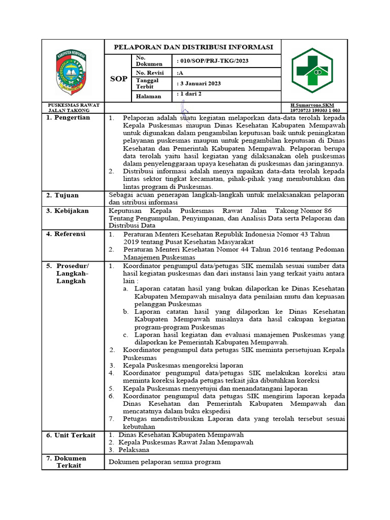 Sop Pelaporan Dan Distribus | PDF