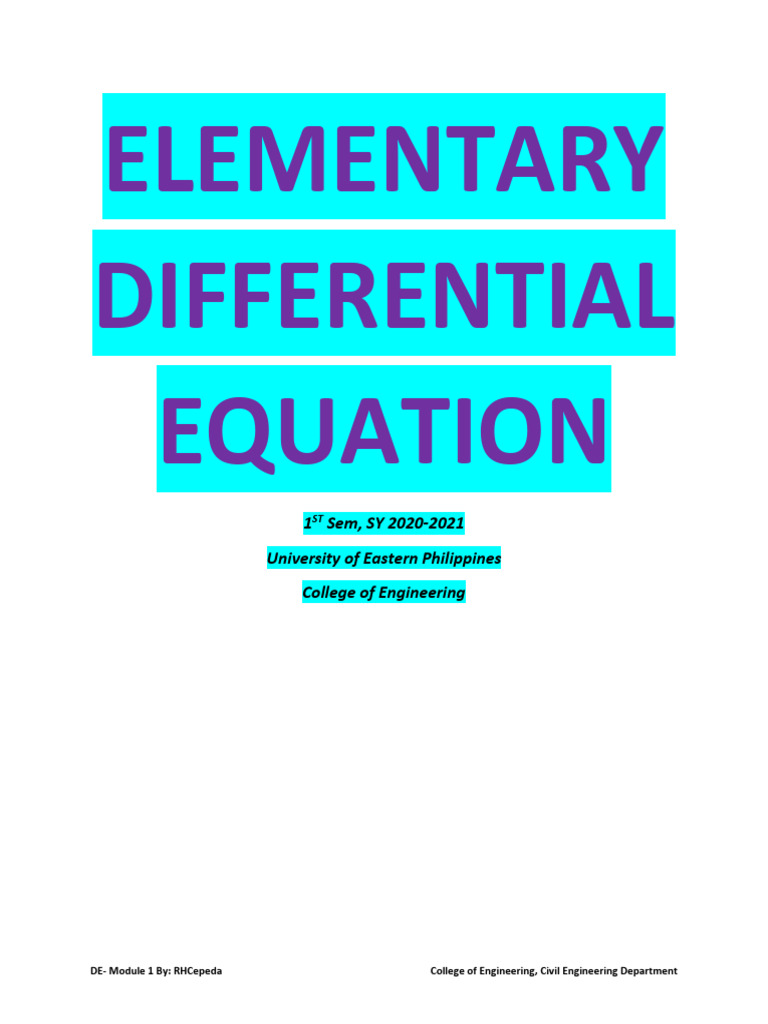 DE - Module 1 | PDF | Differential Equations | Equations