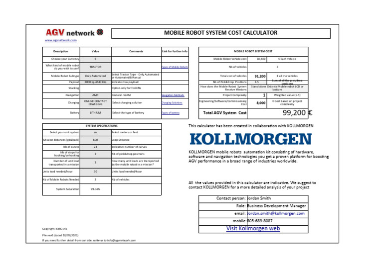 AGV Cost Calculator | PDF | Robot | Robotics