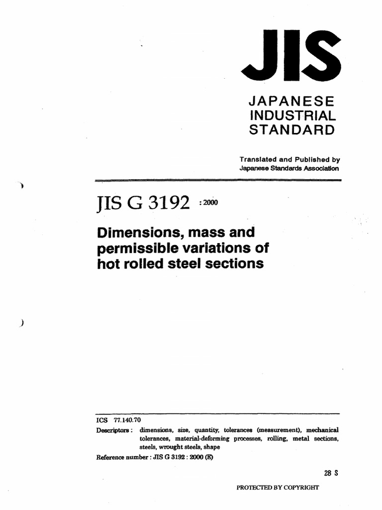 Jis G 3192 2000 | PDF