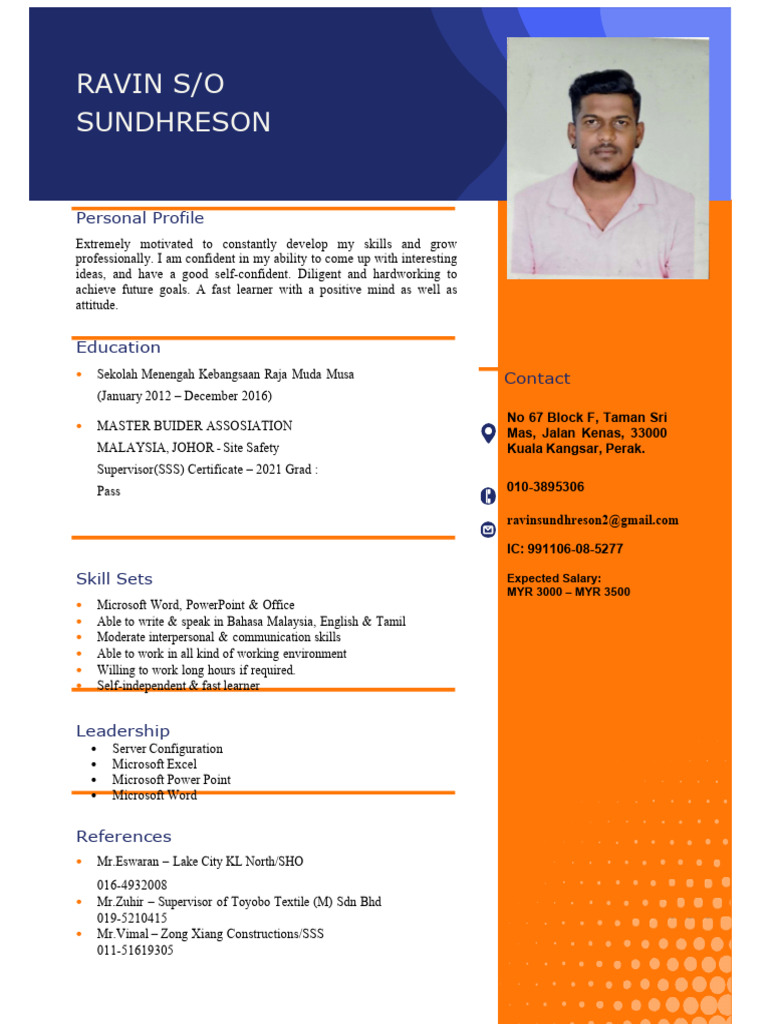 Ravin Sundhreson Resume (SSS) | PDF