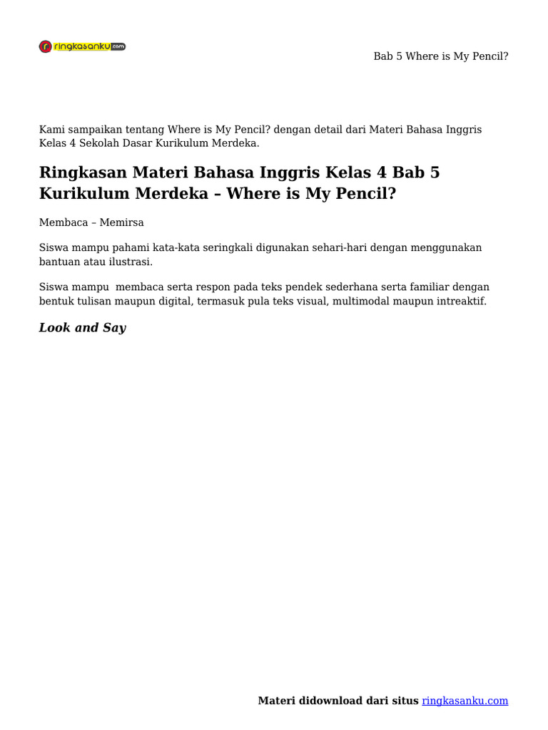 Bab 5 Where is My Pencil_ | PDF