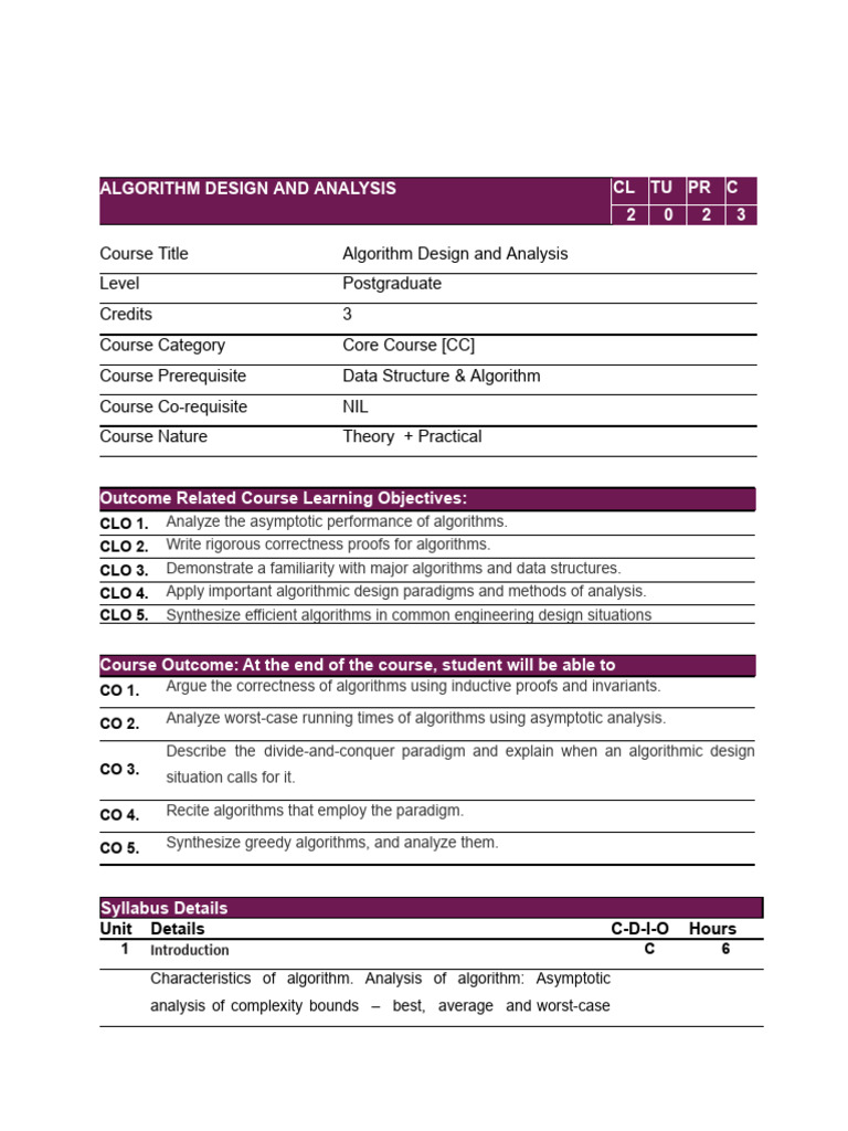 Algorithm Design and Analysis | PDF