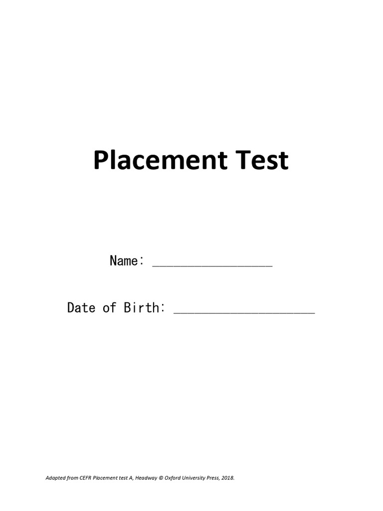 CEFR Placement Test Sample Questions | PDF