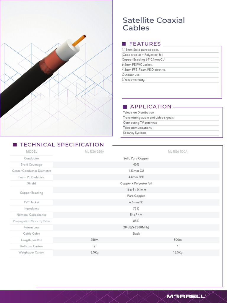 Satellite Coaxial Cable Specifications | PDF | Computers