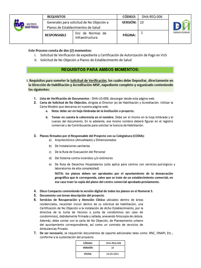 DGHA REQ 006 Requisitos Solicitud No Objecion de Planos V 10 24 03 2020 ...