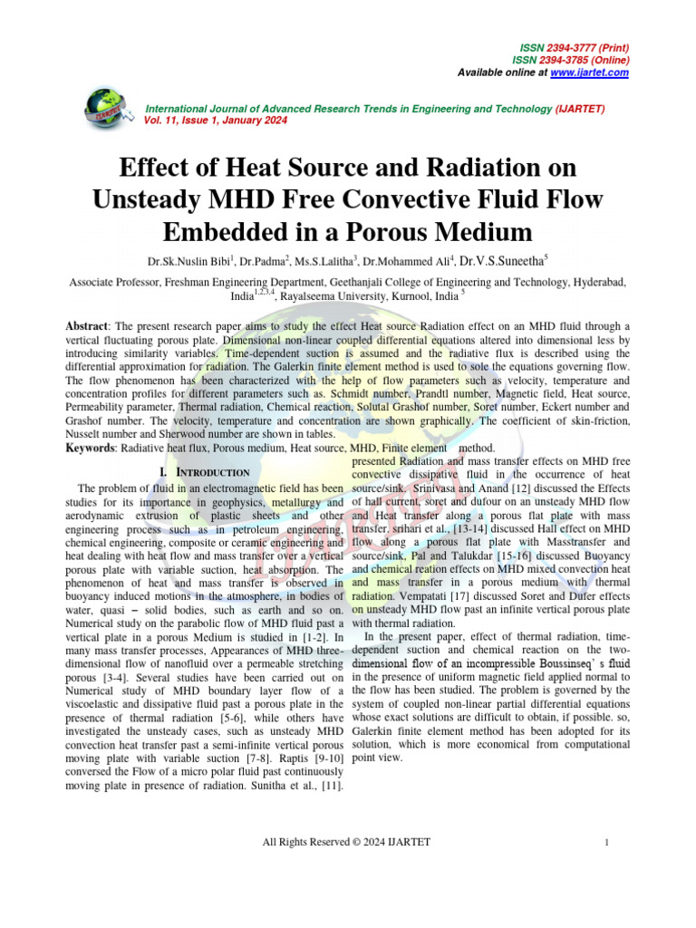 Effect of Heat Source and Radiation On Unsteady MHD Free Convective ...
