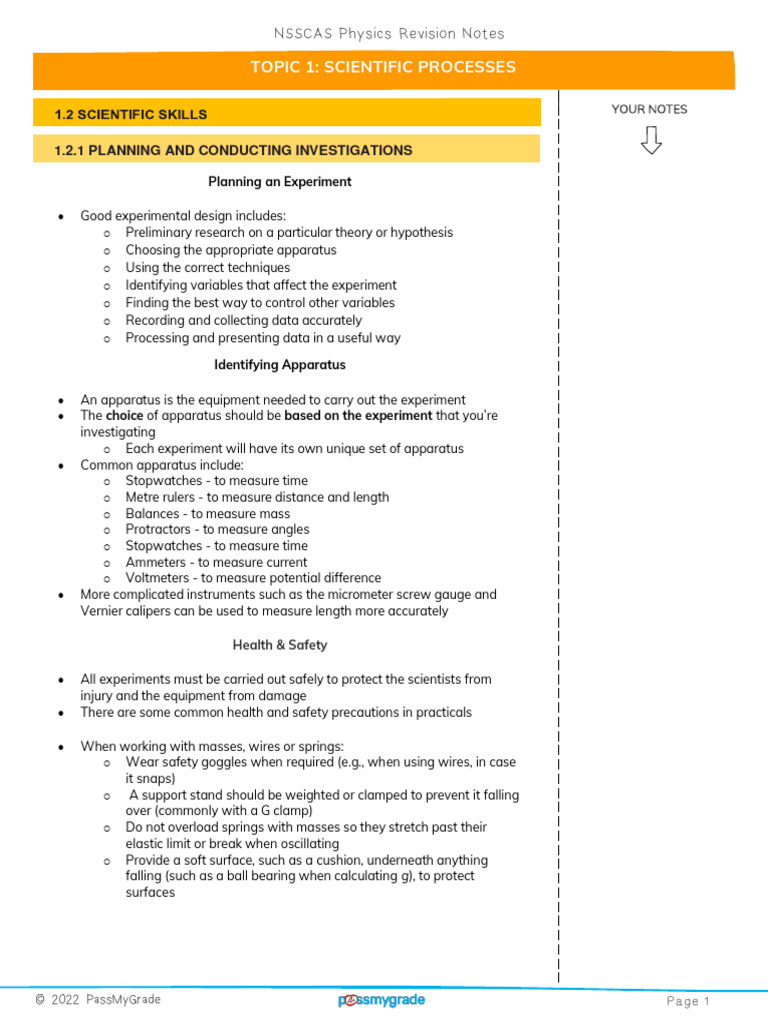 NSSCO Physics - 1.2 Scientific Skills | PDF | Science & Mathematics