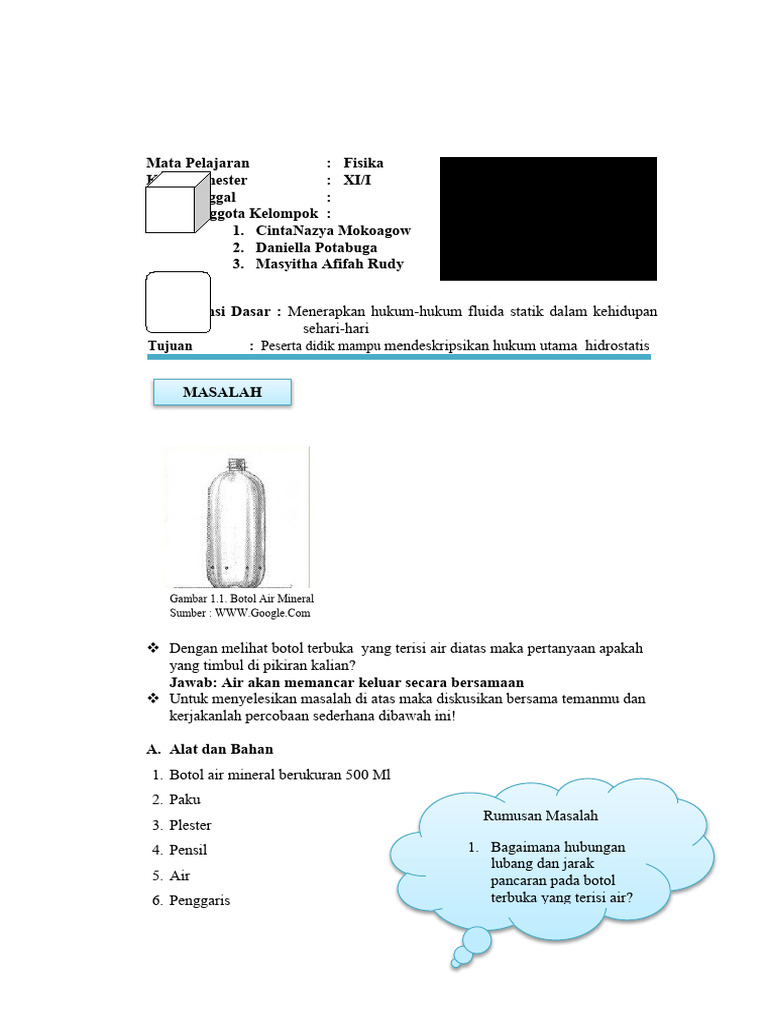 Praktek Tekanan Hidrostasis | PDF | Sains & Matematika