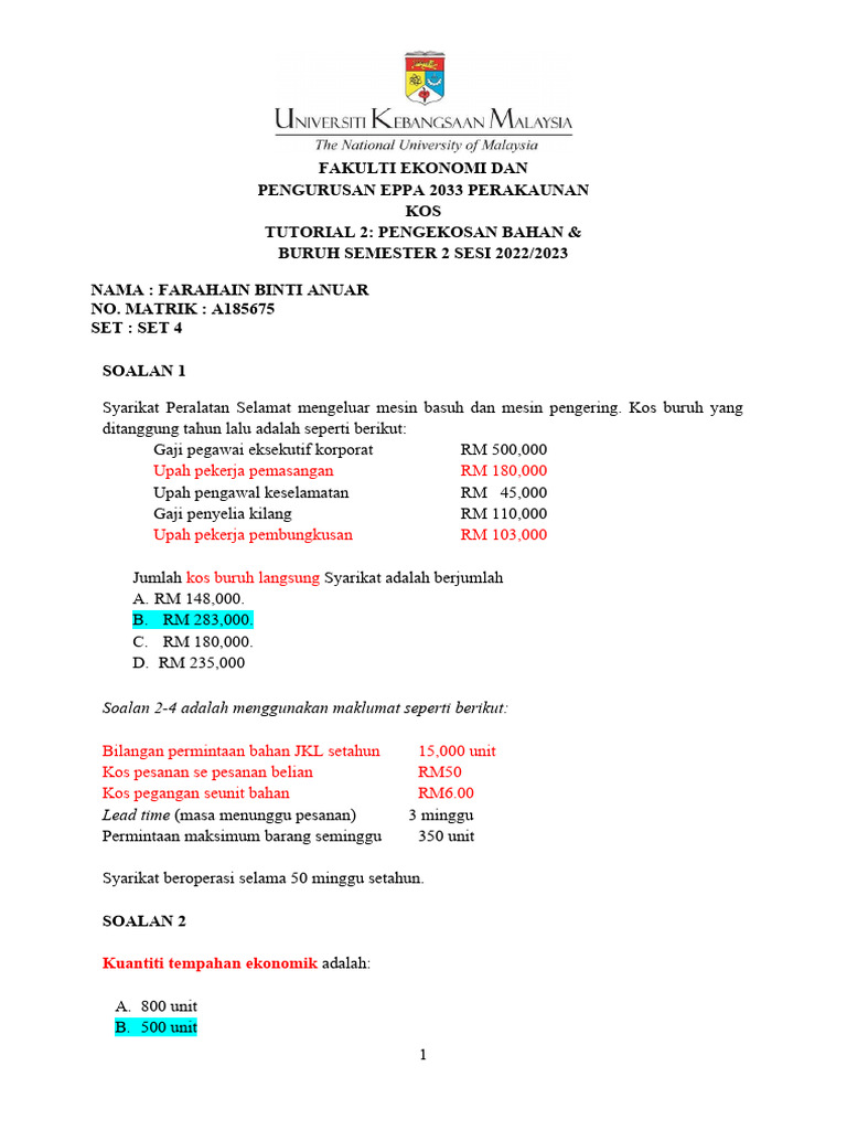 A185675 - Tutorial 2 | PDF