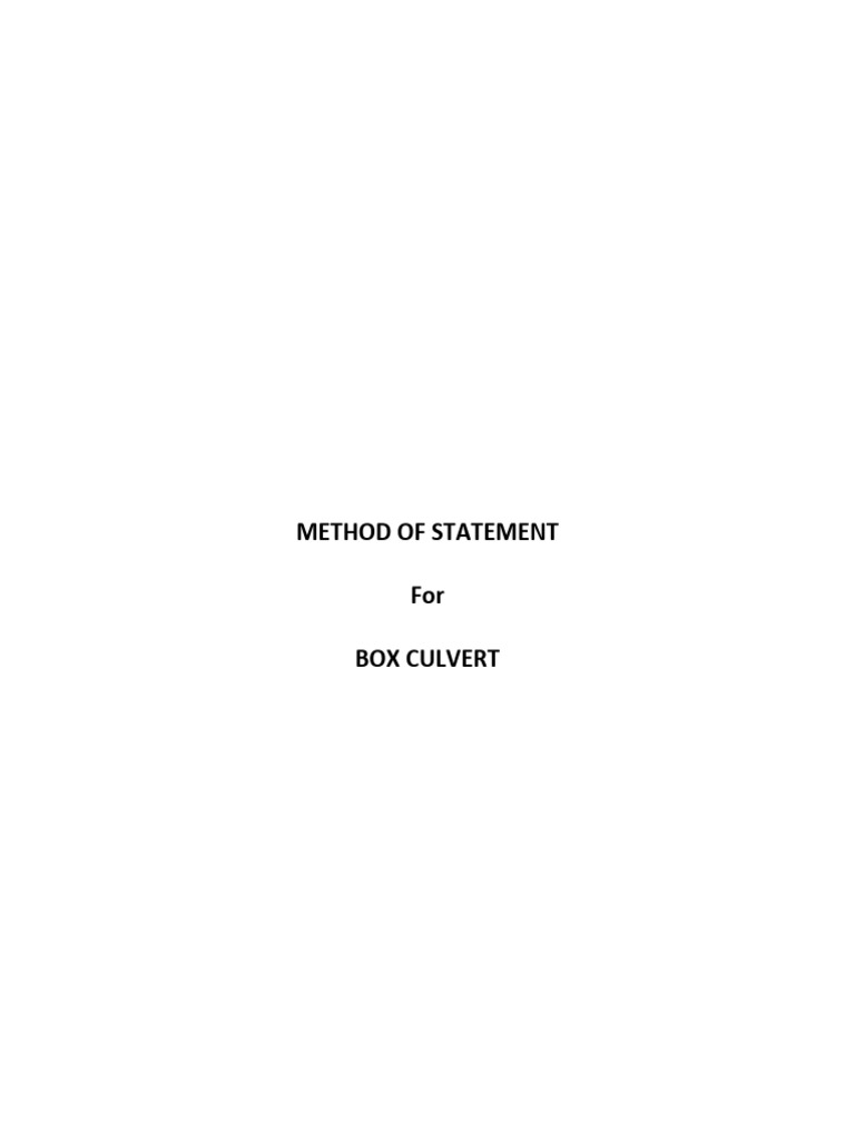 Method Statement - BOX CULVERT | PDF | Road | Foundation (Engineering)