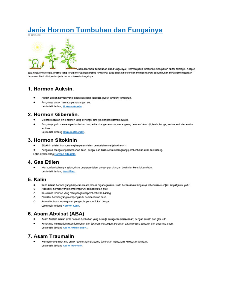 Jenis Hormon Tumbuhan Dan Fungsinya | PDF | Kesehatan Holistik | Sains ...