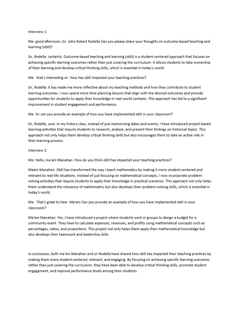 Interview 1-WPS Office | PDF | Human Communication | Education Theory