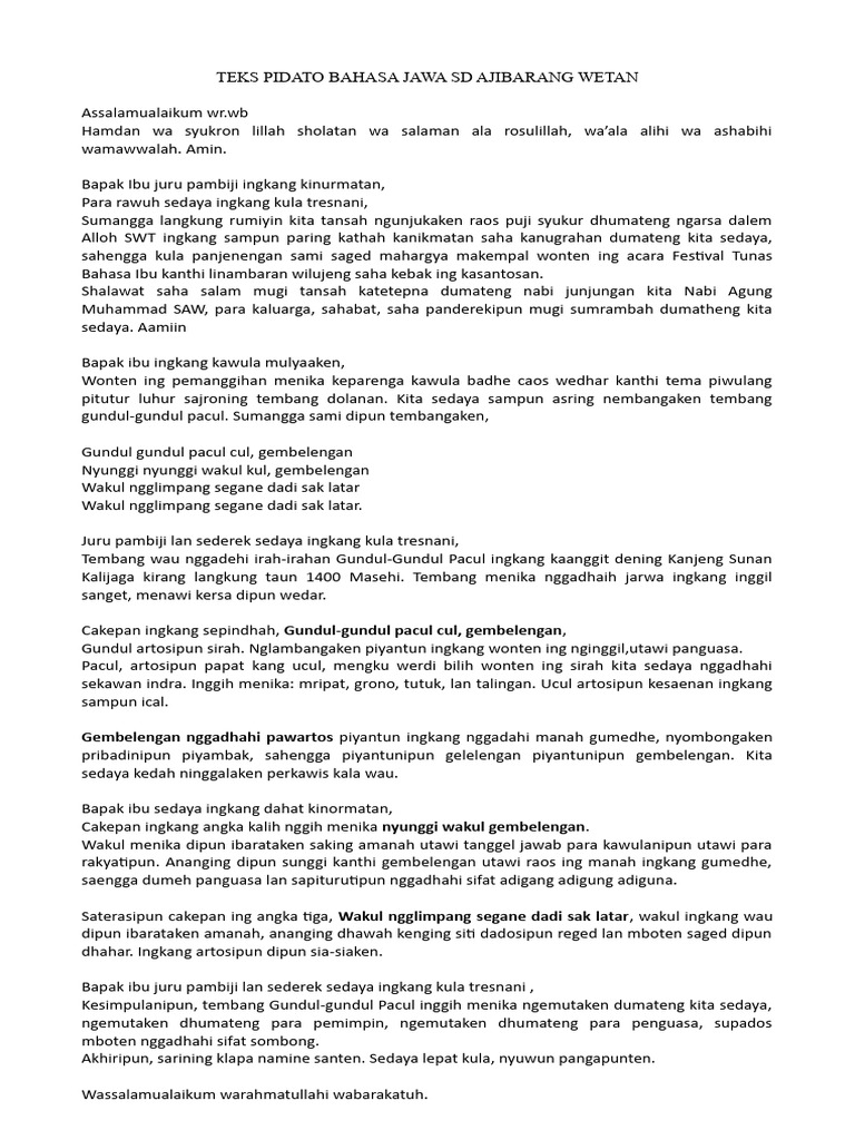 Teks Pidato B Jawa Ftbi | PDF