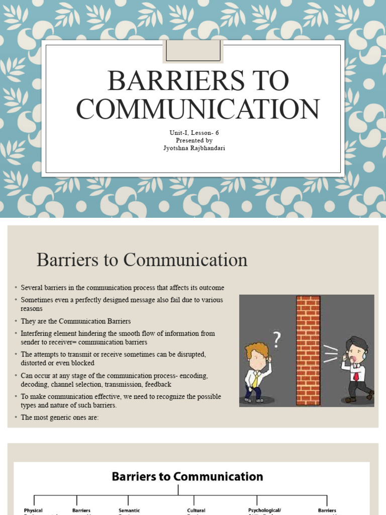 Lesson- 6- Barriers of Communication | PDF