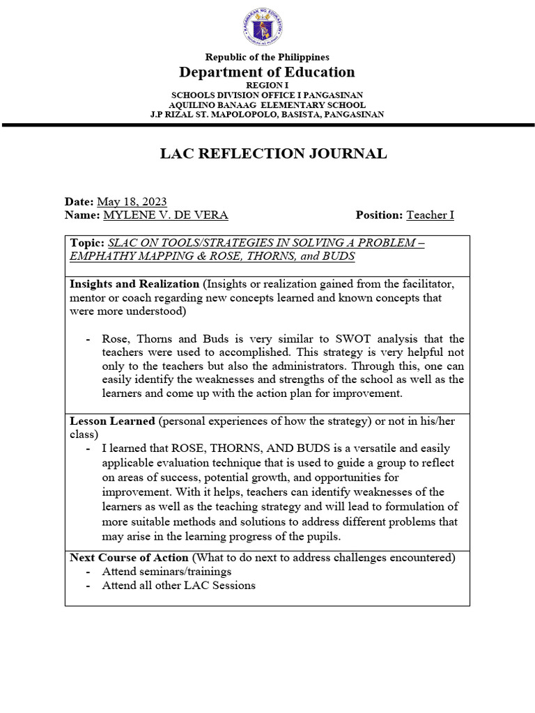 LAC REFLECTION JOURNAL | PDF