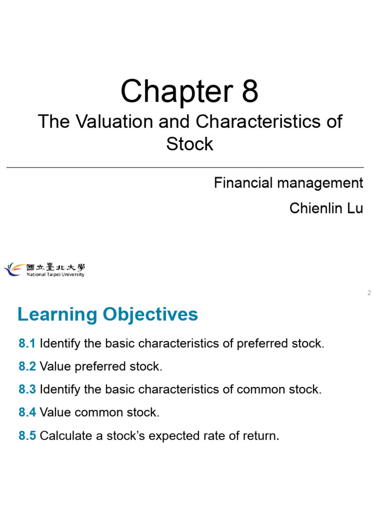 ch08 Valuation and Characteristics of Stock | PDF | Preferred Stock ...