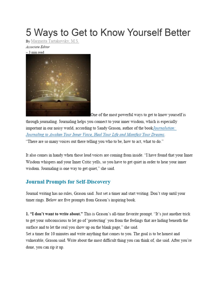 5 Ways To Get To Know Yourself Better | PDF