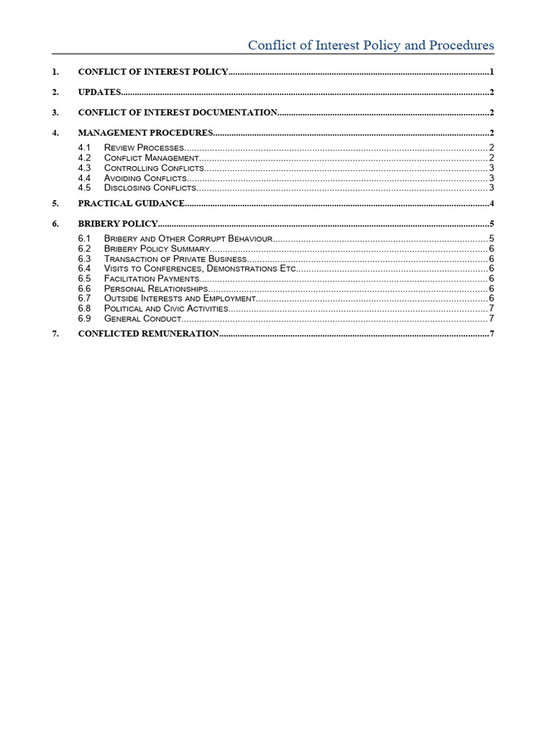 Conflict of Interest Policy Overview | PDF | Law