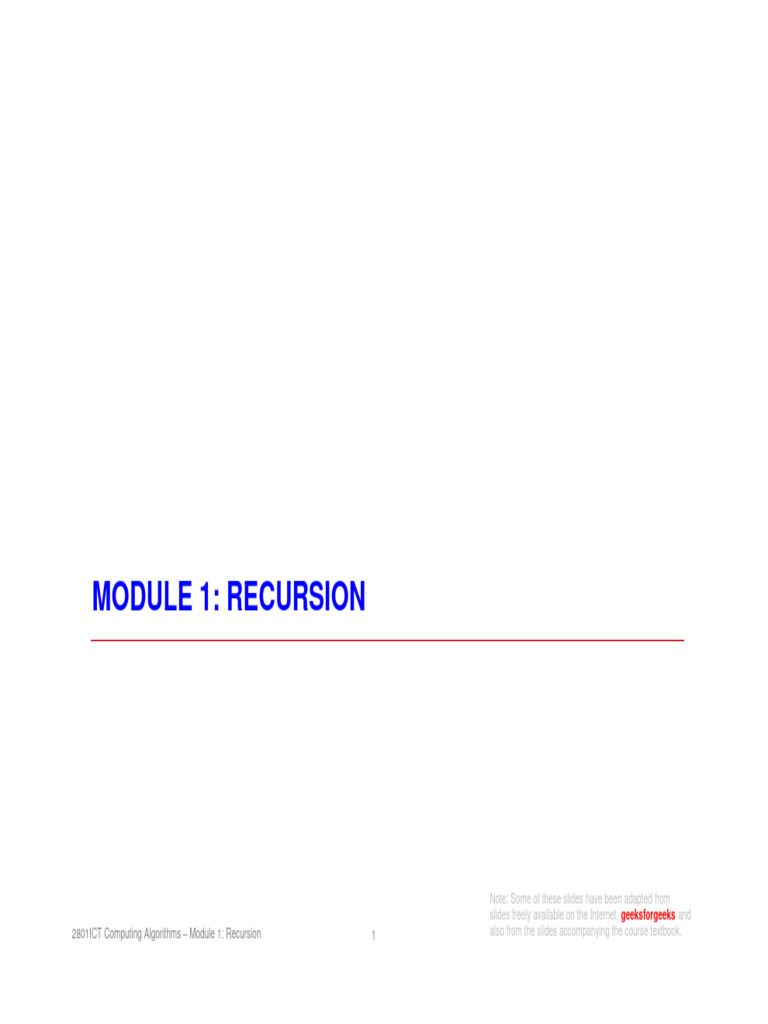 Module 1 - Recursion | PDF | Theoretical Computer Science | Mathematics Module 1 - Recursion | PDF | Theoretical Computer Science | Mathematics