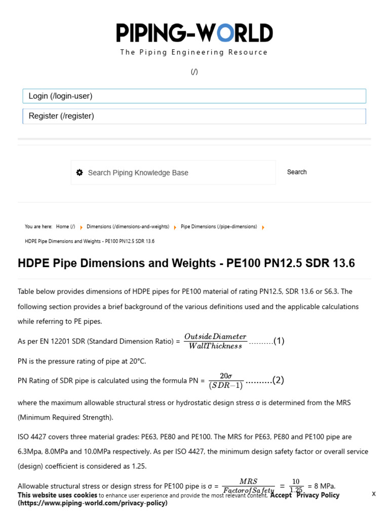 HDPE Pipe Standards | PDF | Pipe (Fluid Conveyance) | Stress (Mechanics)