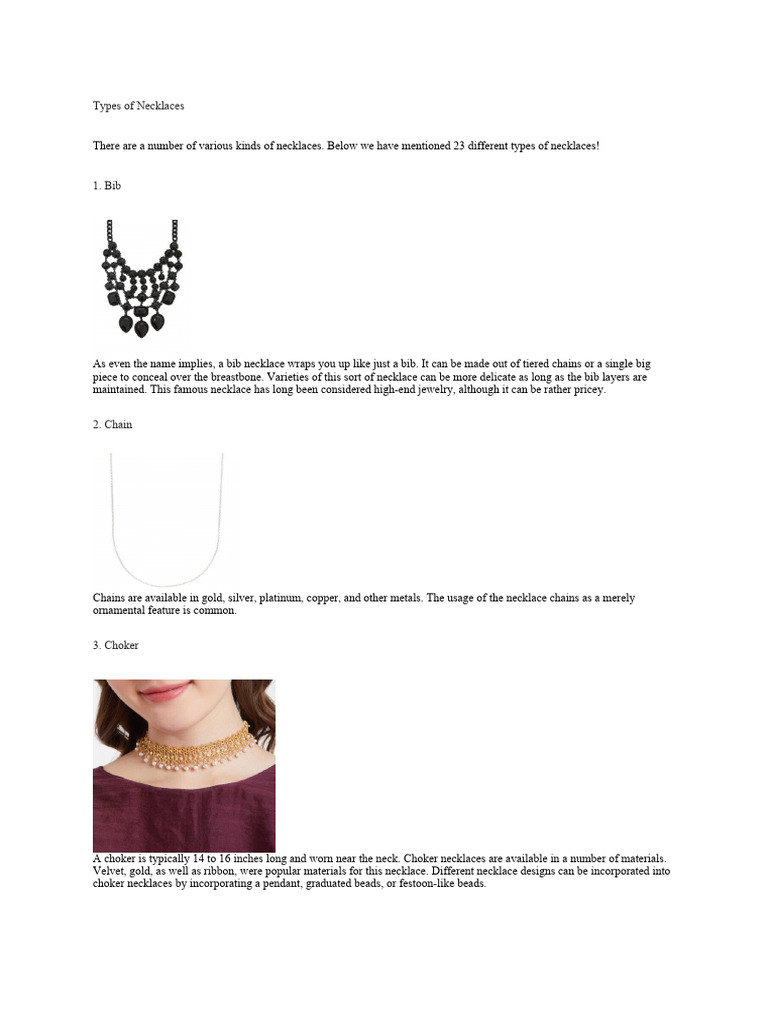 23 Types of Necklaces Explained | PDF | Necklace | Jewellery