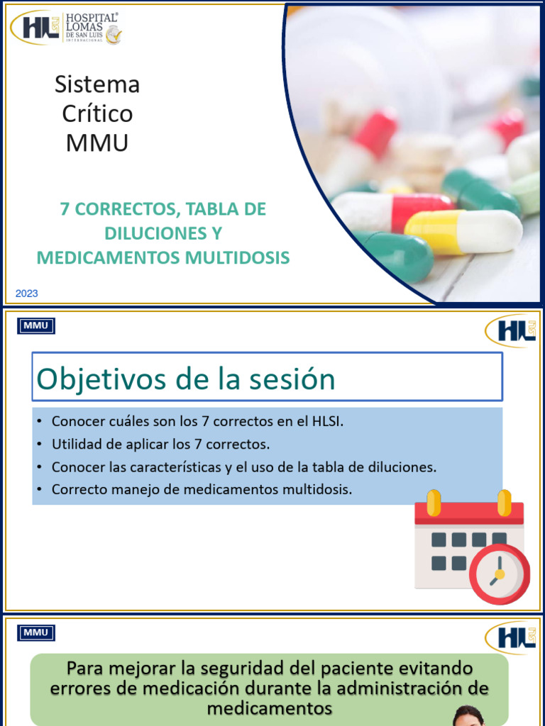 Presentación 7 Correctos, Tabla de Diluciones y Multidosis | PDF