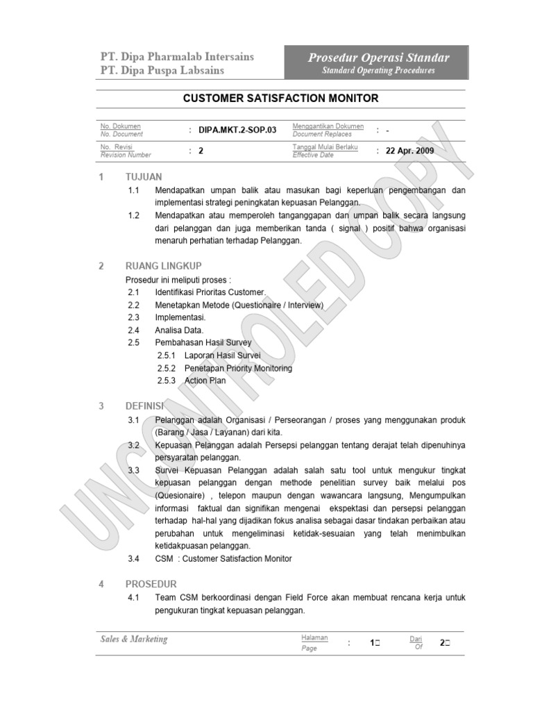 Customer Satisfaction Monitor | PDF | Bisnis | Pengelolaan Keuangan & Uang
