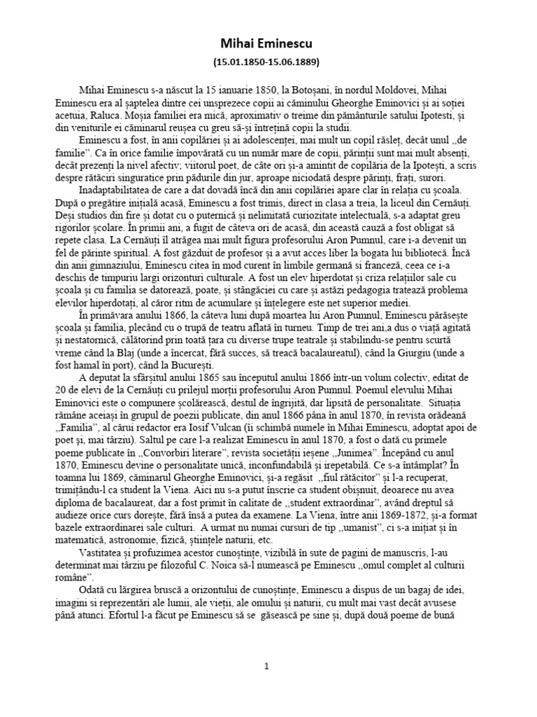 Bibliografie Mihai Eminescu | PDF