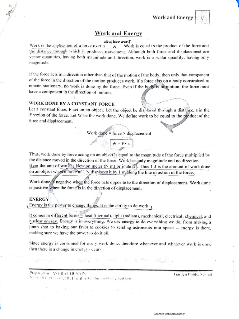 Work and Energy Notes | PDF